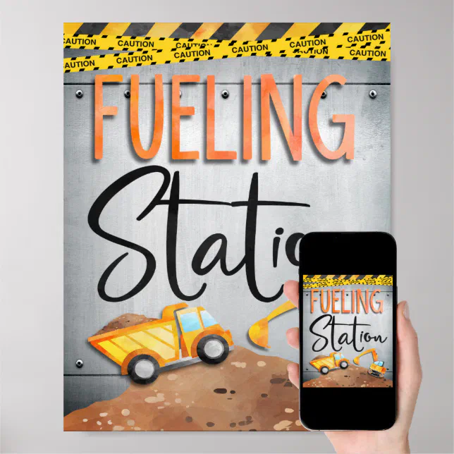 Fueling Station Sign | Construction Party Decor | Zazzle