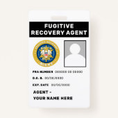 FUGITIVE RECOVERY AGENT Badge | Zazzle
