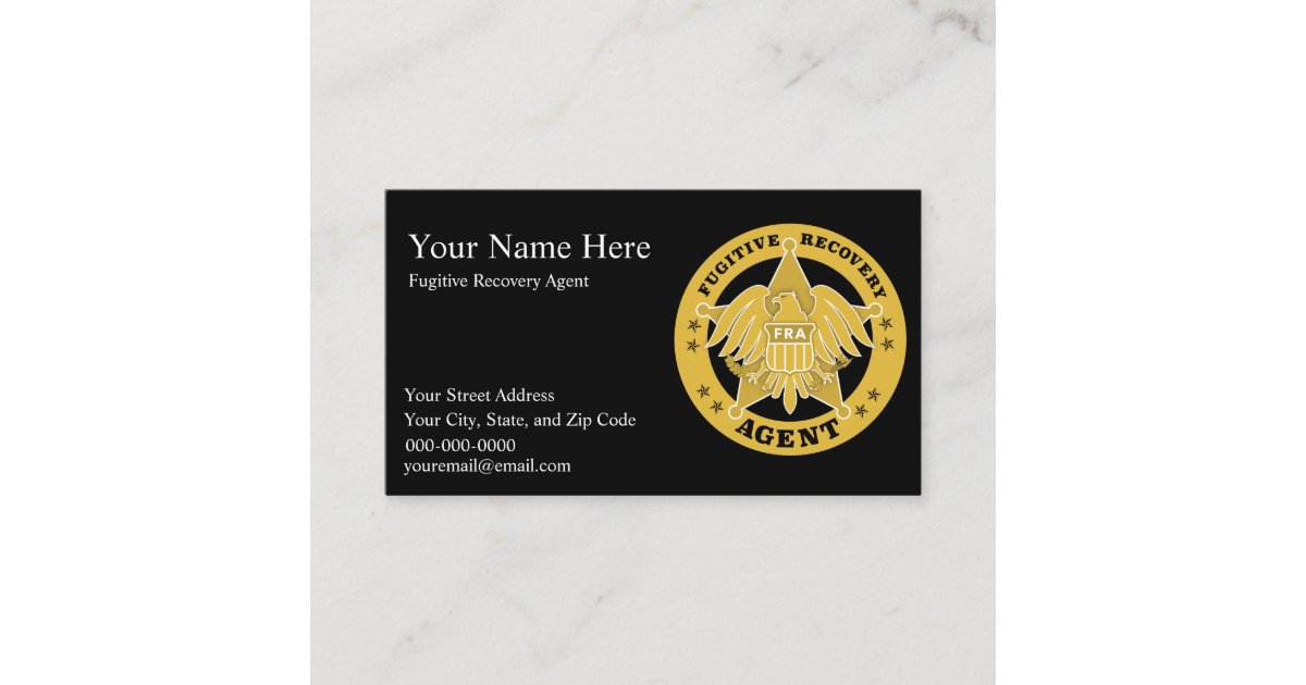 FUGITIVE RECOVERY AGENT BADGE Business card | Zazzle