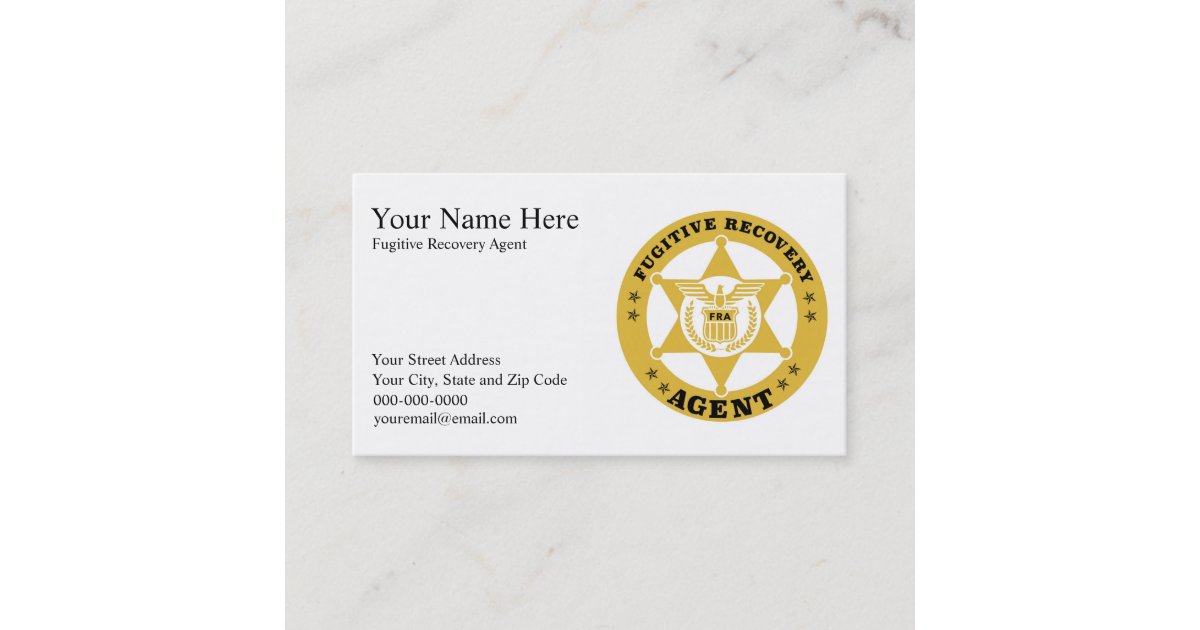 FUGITIVE RECOVERY AGENT Business Cards | Zazzle