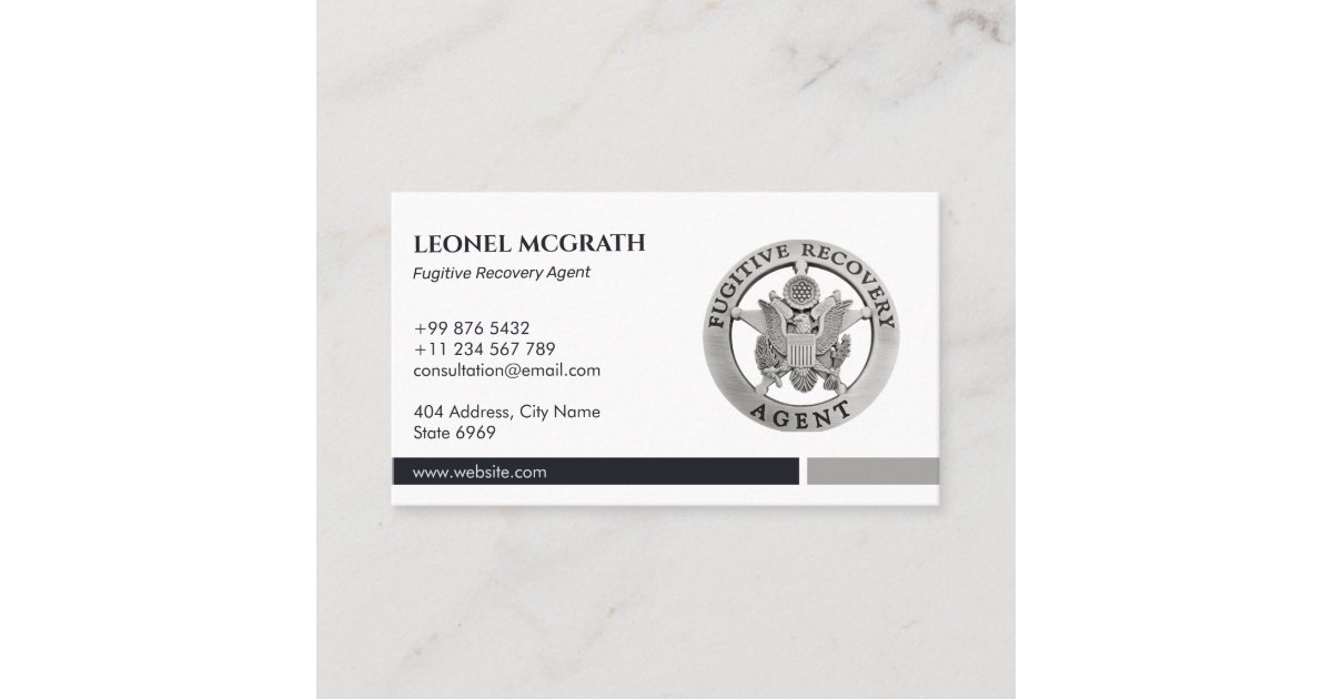 Fugitive Recovery Agent | Elegant Black Silver Business Card | Zazzle