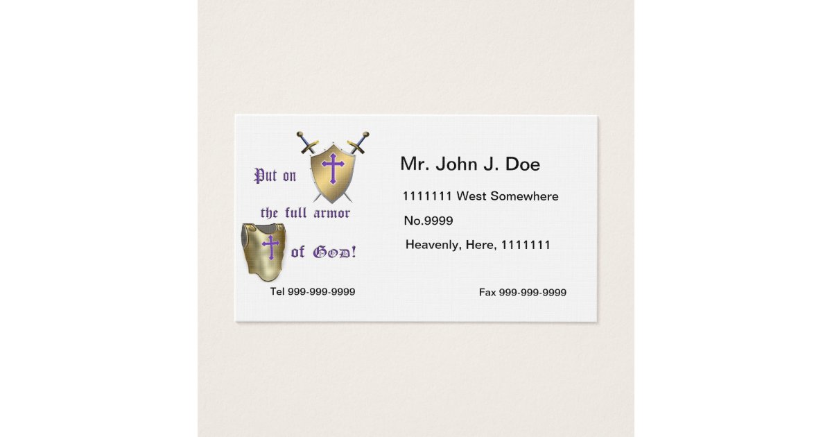 Full Armor of God Business Card | Zazzle.com