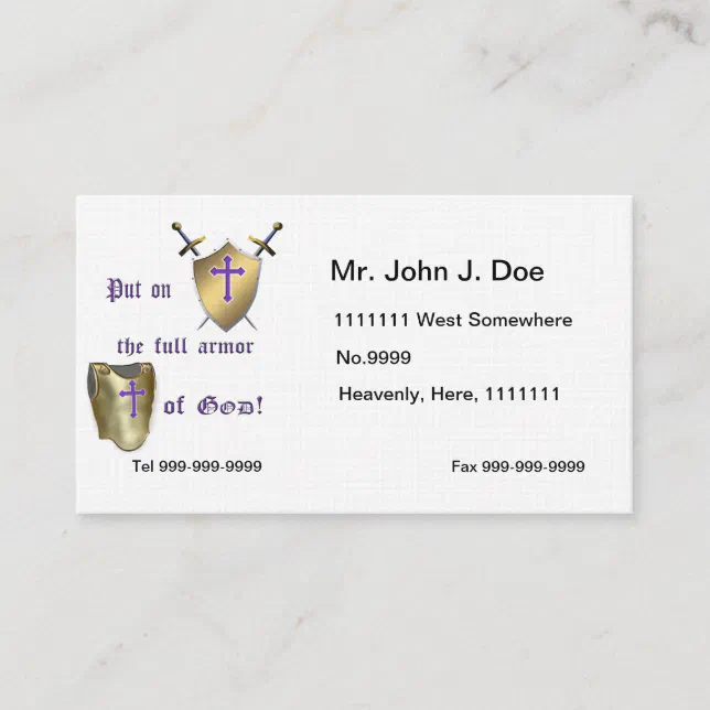 Full Armor of God Business Card | Zazzle