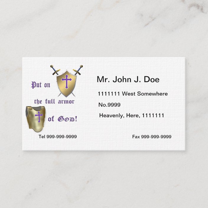 Full Armor of God Business Card | Zazzle.com