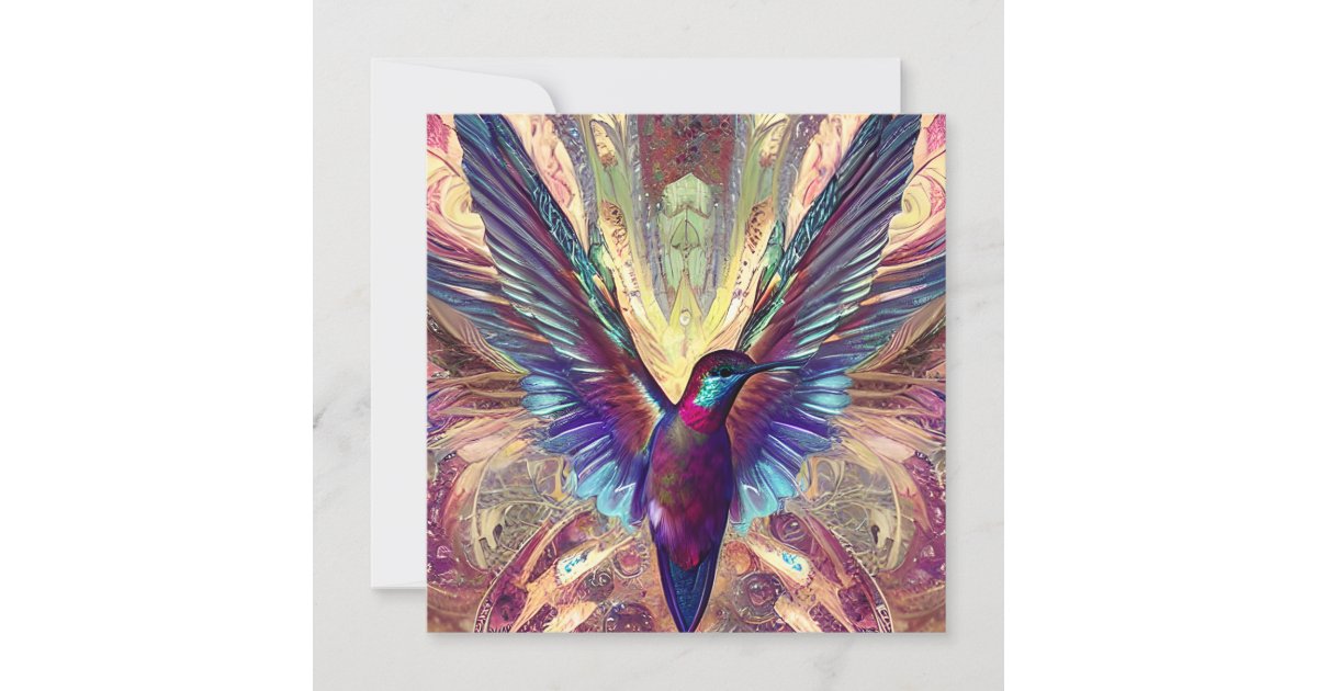 Full Body Mid Century Adorable Hummingbird Note Card | Zazzle