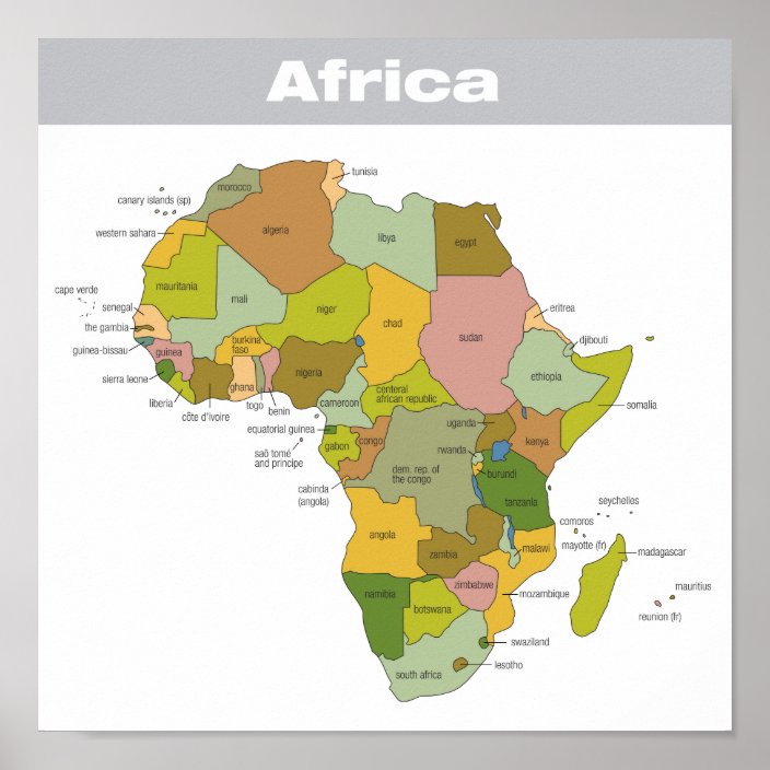 Full Color Map of Africa Poster | Zazzle.com