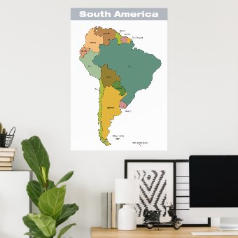 Full Color Map of South America Poster | Zazzle