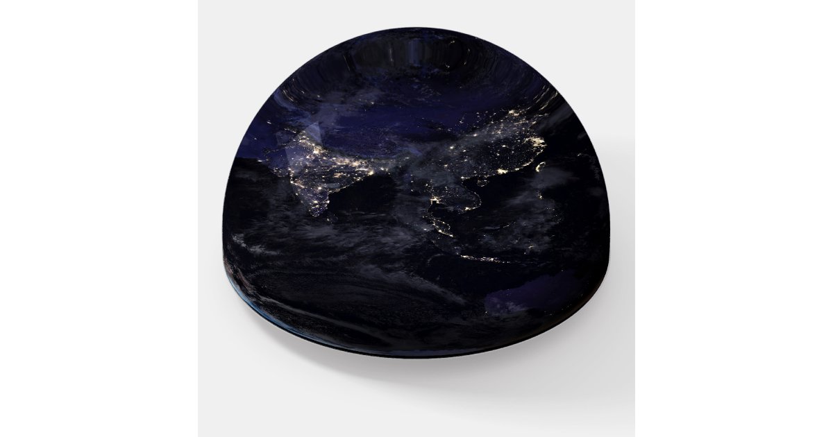 Full Earth Showing City Lights Of Asia At Night. Paperweight | Zazzle
