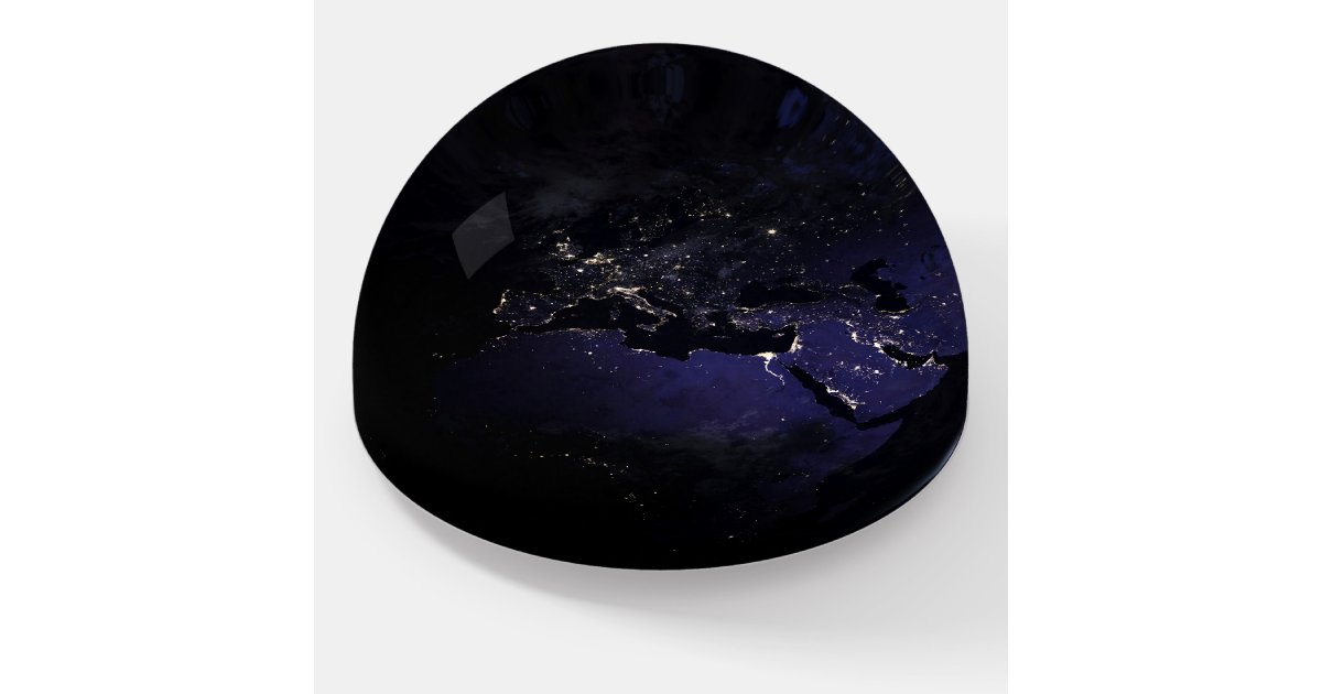 Full Earth Showing City Lights Of Europe At Night. Paperweight | Zazzle