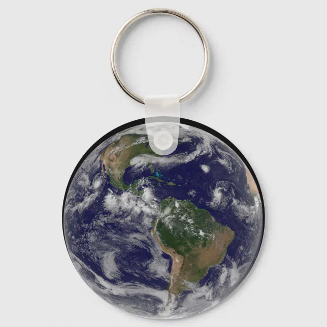 Full Earth Showing Various Tropical Storm Systems. Keychain | Zazzle