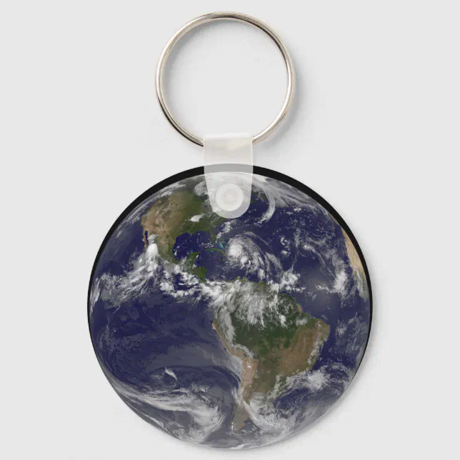 Full Earth With Hurricane Irene Over The Bahamas. Keychain | Zazzle