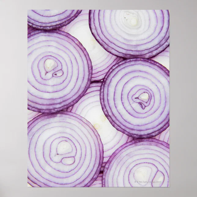 Full frame of sliced red onion, on white poster | Zazzle
