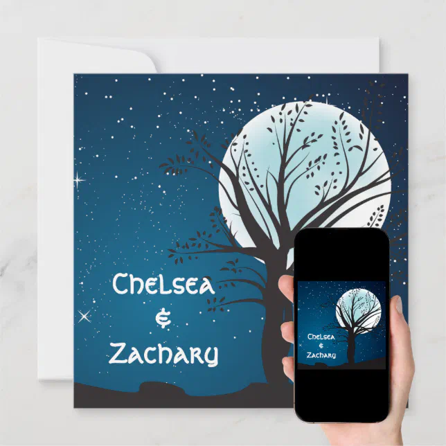 Full Moon and Stars Wedding Invitation | Zazzle