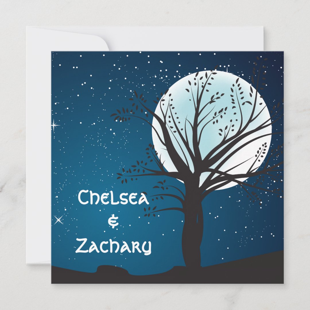 Full Moon and Stars Wedding Invitation | Zazzle