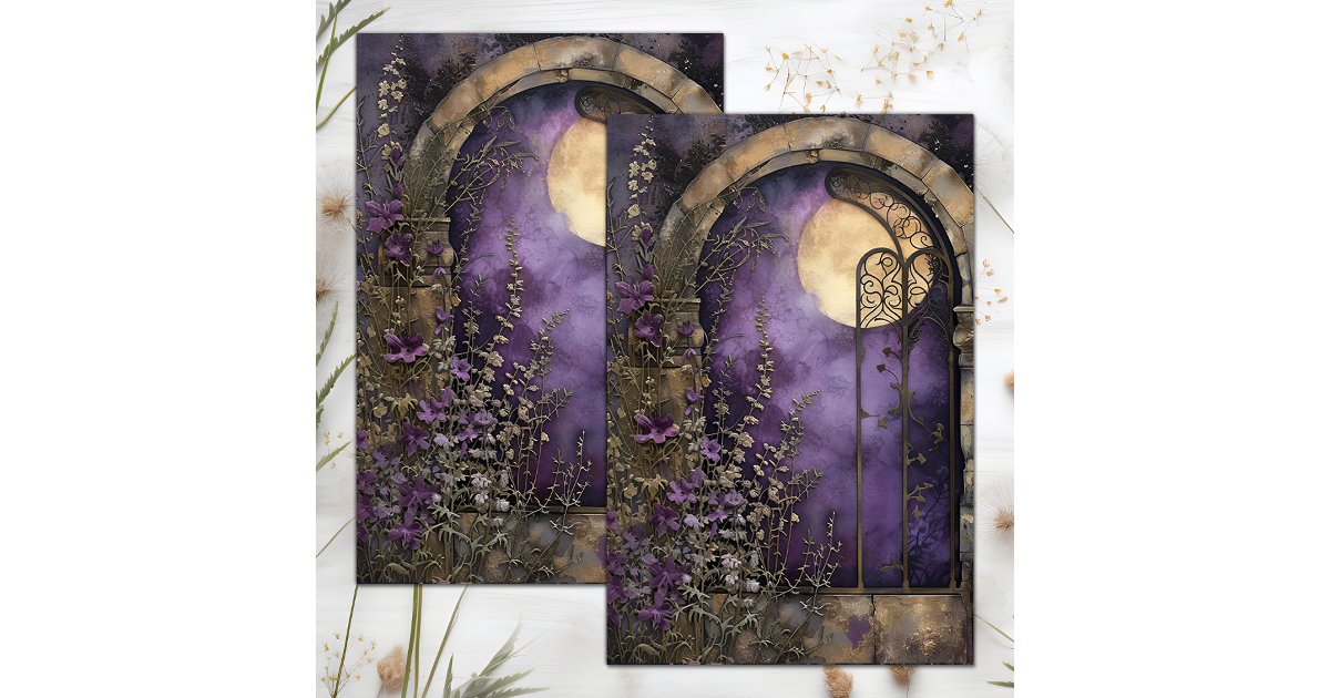 FULL MOON AND STONE GARDEN ARCH DECOUPAGE TISSUE PAPER | Zazzle