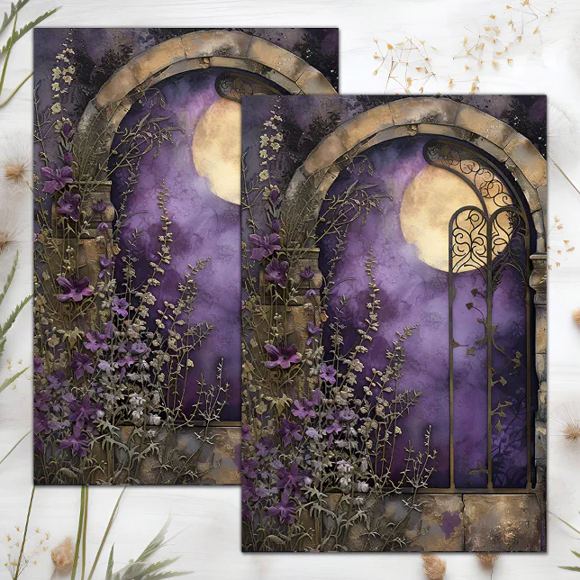 FULL MOON AND STONE GARDEN ARCH DECOUPAGE TISSUE PAPER | Zazzle