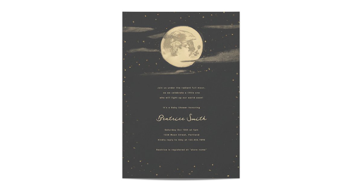 Full Moon Baby Shower Invitation | Zazzle