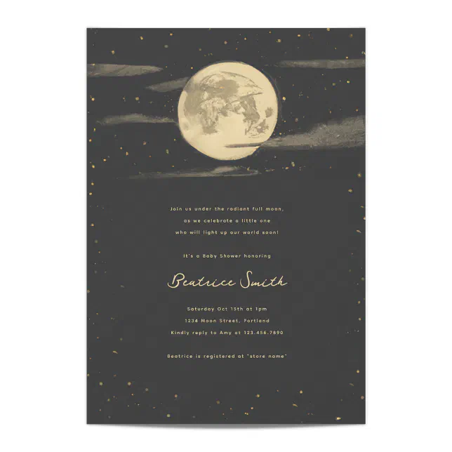 Full Moon Baby Shower Invitation | Zazzle