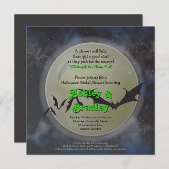 Full Moon Bats Halloween Bridal Shower Invitation | Zazzle
