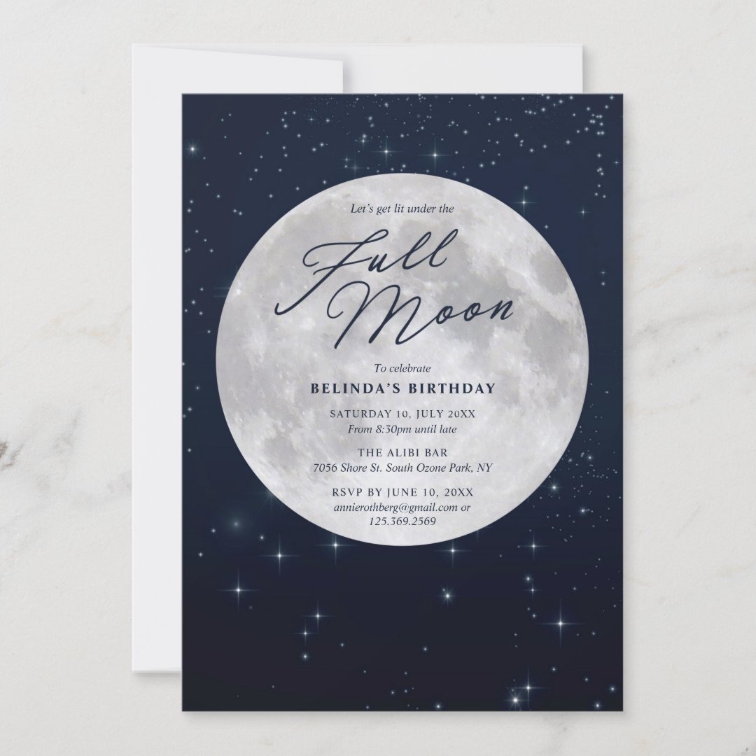 Full Moon Birthday Invitation | Zazzle