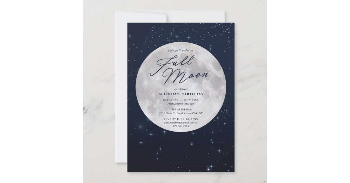 Full Moon Birthday Invitation | Zazzle