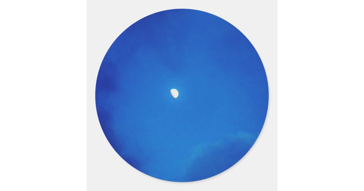 Full Moon Blue Clouds Classic Round Sticker | Zazzle