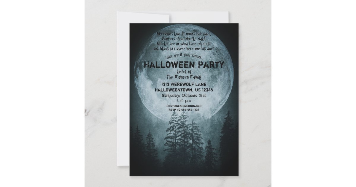 Full Moon Halloween Party Invitation | Zazzle