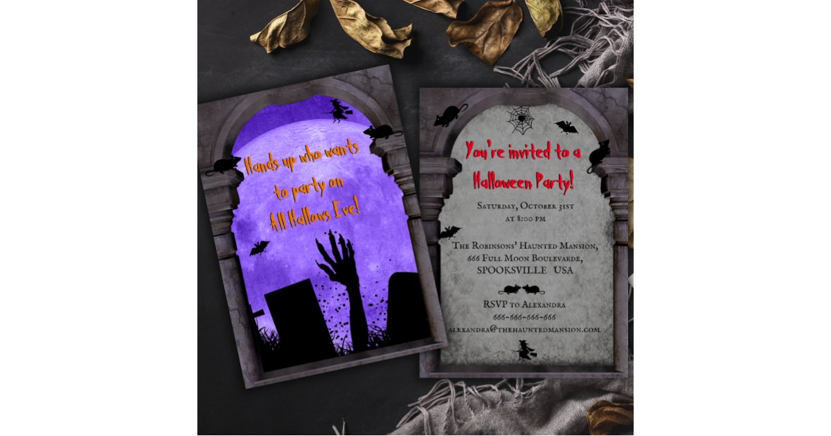Full Moon, Haunted Graveyard Creepy Halloween Invitation | Zazzle