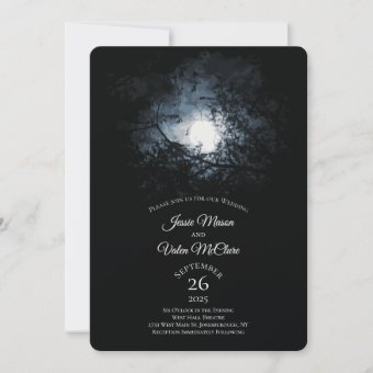 Full Moon Moonlight Night Gothic Wedding Invitation | Zazzle