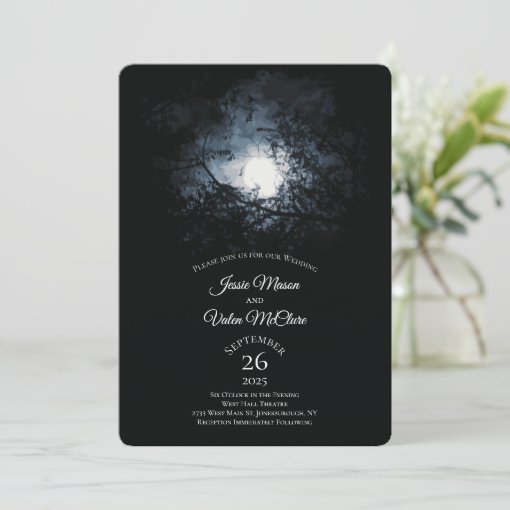 Full Moon Moonlight Night Gothic Wedding Invitation | Zazzle
