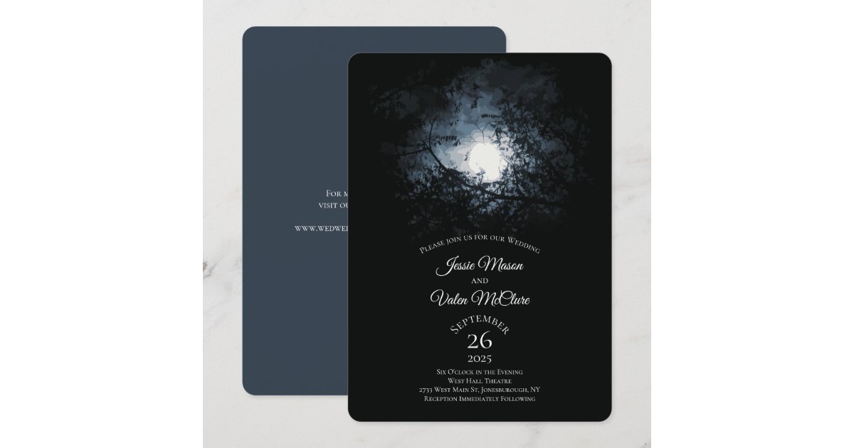 Full Moon Moonlight Night Gothic Wedding Invitation | Zazzle