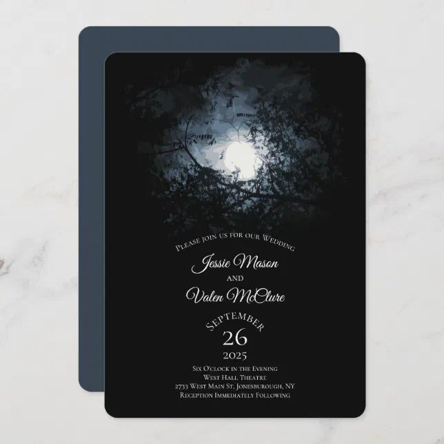 Full Moon Moonlight Night Gothic Wedding Invitation | Zazzle