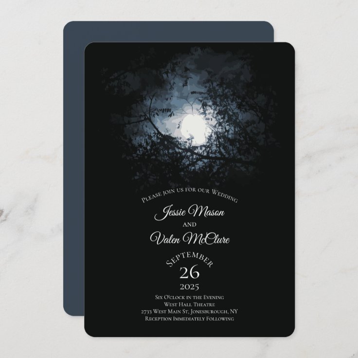 Full Moon Moonlight Night Gothic Wedding Invitation | Zazzle