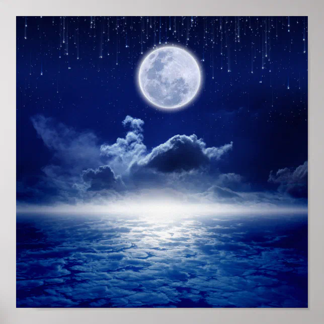 Full moon night poster | Zazzle