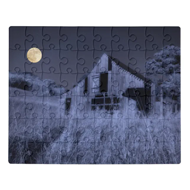 Full Moon Overhead | Old Weathered Barn Jigsaw Puzzle | Zazzle