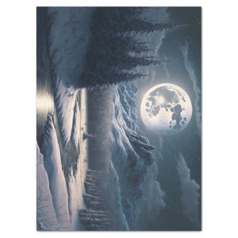 Full Moon Snowy Landscape Decoupage Tissue Paper | Zazzle