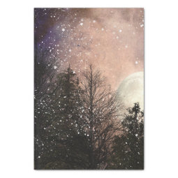 Full Moon Starry Night Forest Decoupage Tissue Paper | Zazzle