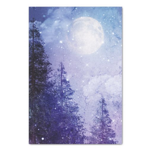 Full Moon Winter Purple Forest Decoupage Tissue Paper | Zazzle