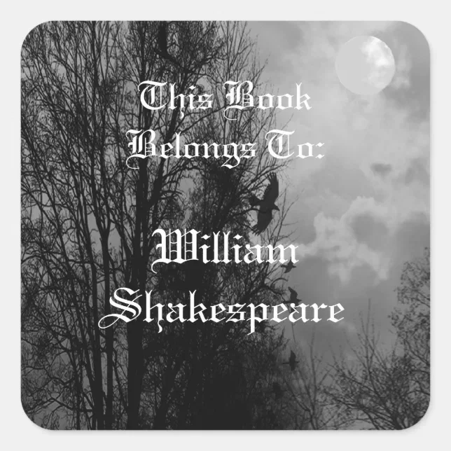 Full Moon with Ravens Editable Bookplate Label | Zazzle