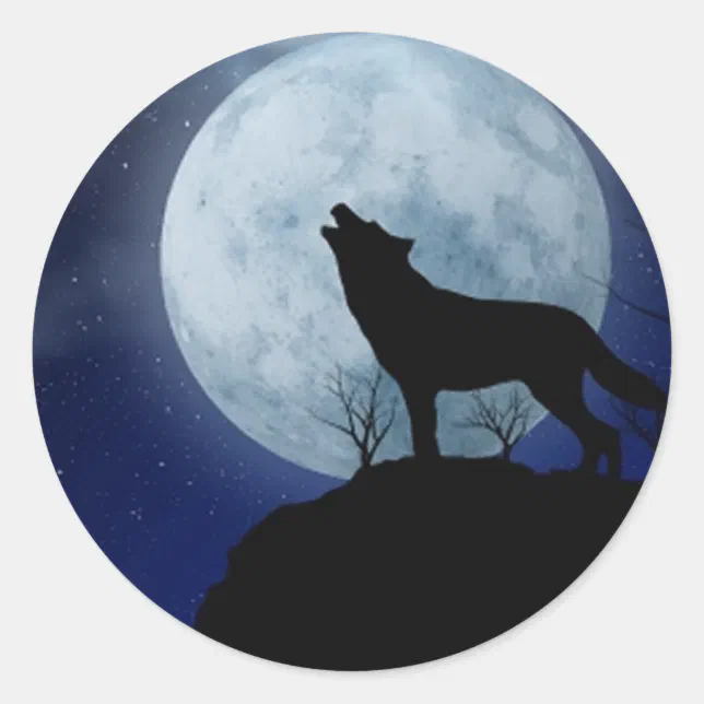 Full Moon Wolf Classic Round Sticker | Zazzle