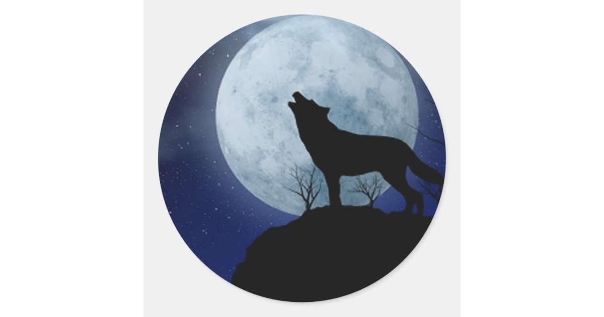 Full Moon Wolf Classic Round Sticker | Zazzle