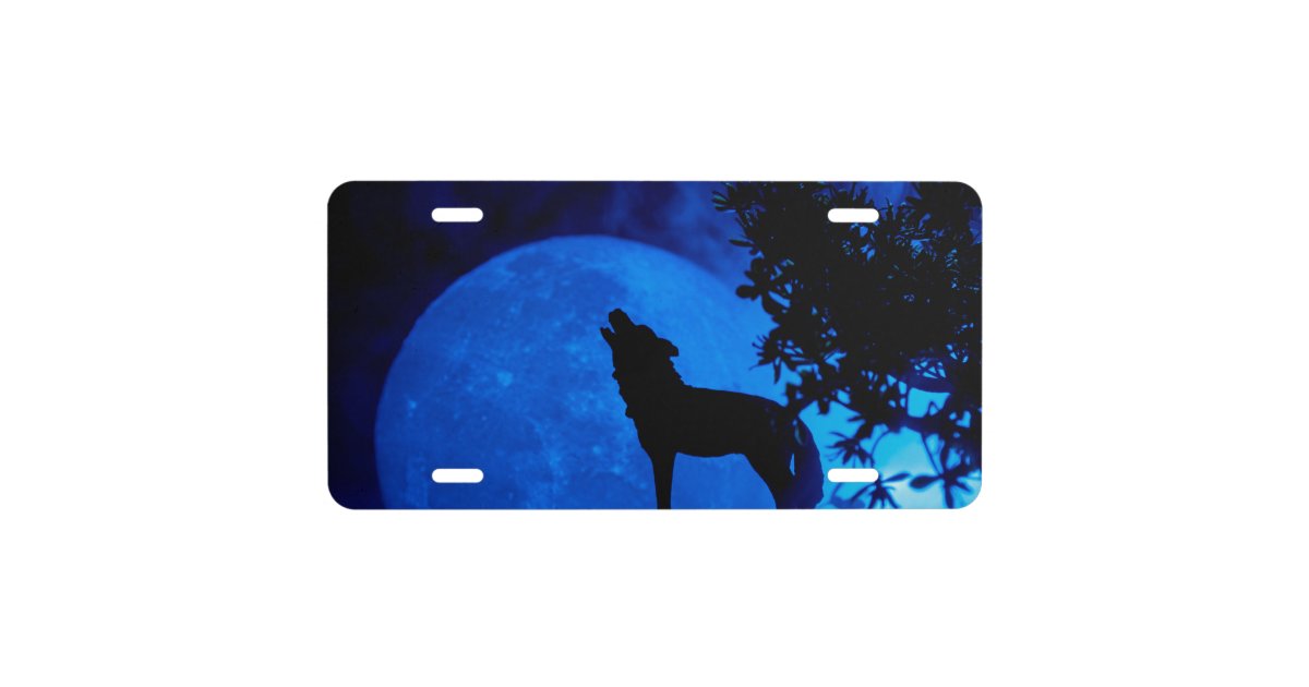 full moon wolf license plate | Zazzle