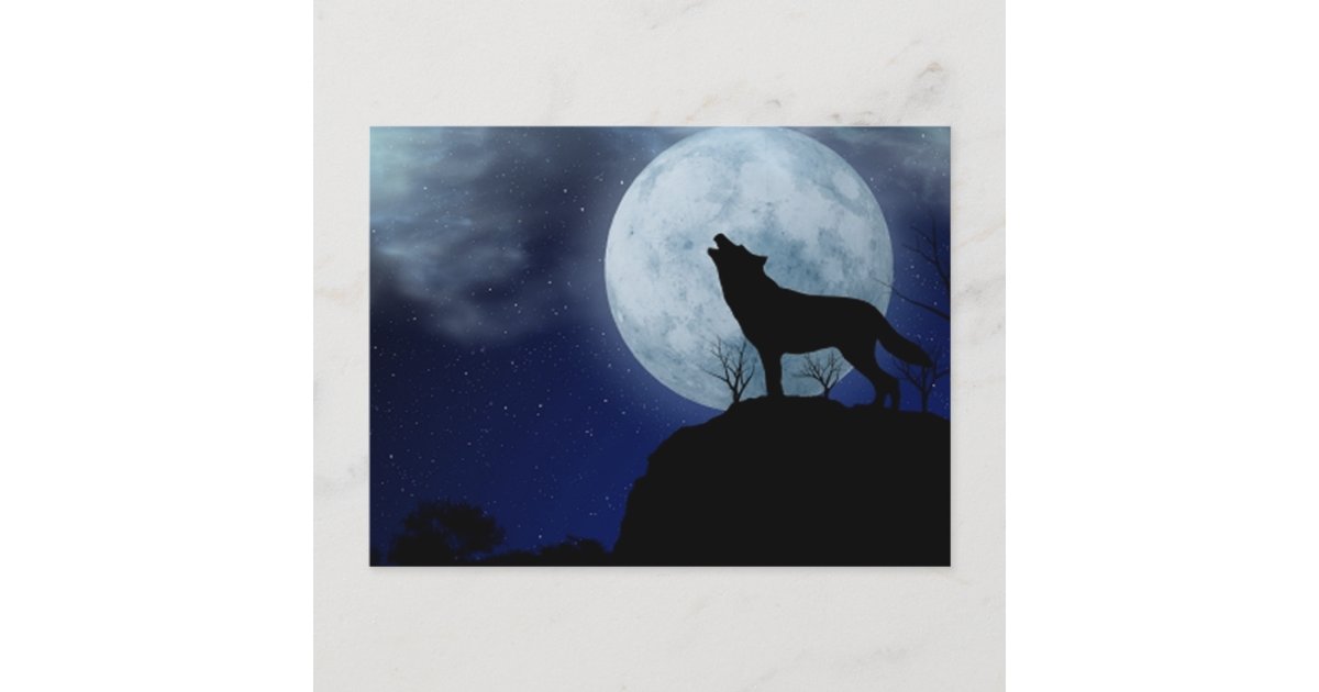 Full Moon Wolf Postcard | Zazzle