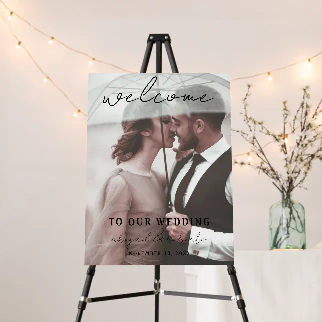 Full Photo Calligraphy Welcome to Our Wedding Foam Board | Zazzle
