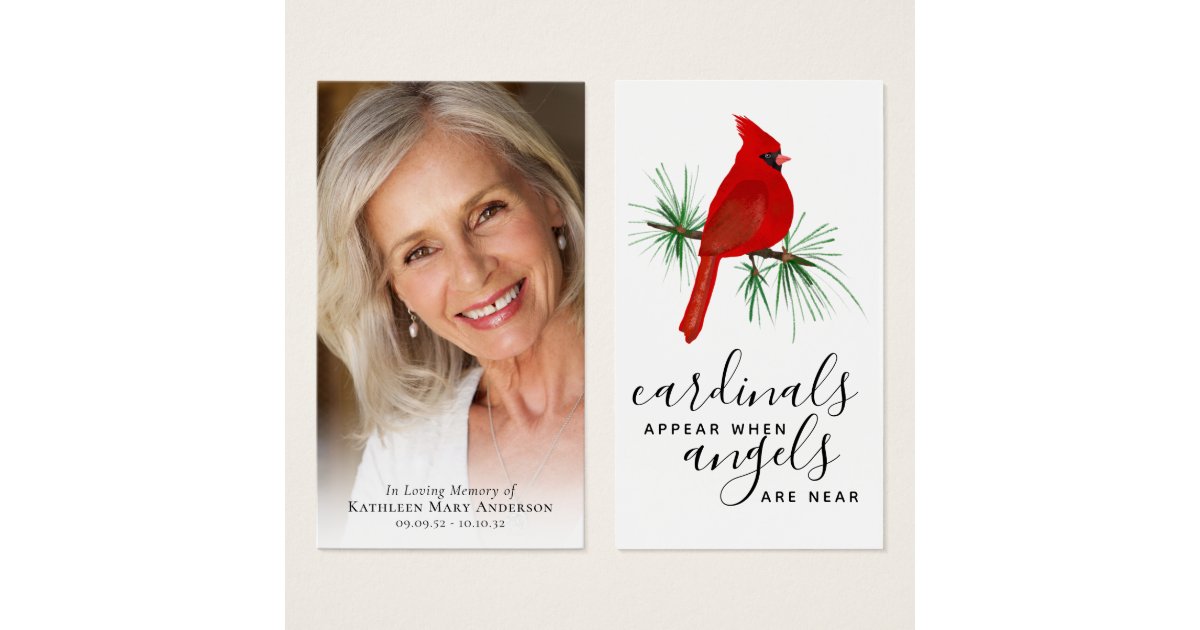 Full Photo Cardinal Memorial Card | Zazzle