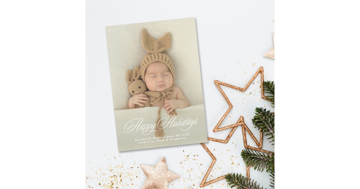 Full Photo Cursive Merry Christmas Card | Zazzle