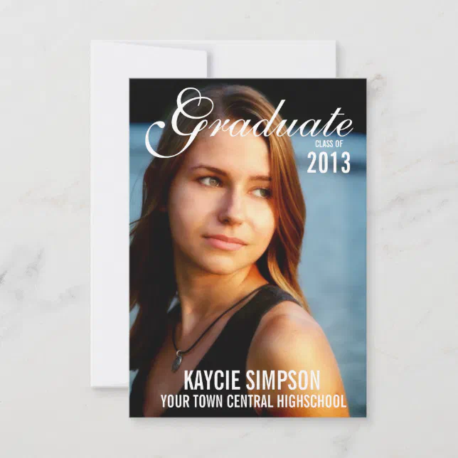 Full Photo Graduation Photo with Script Text Invitation | Zazzle