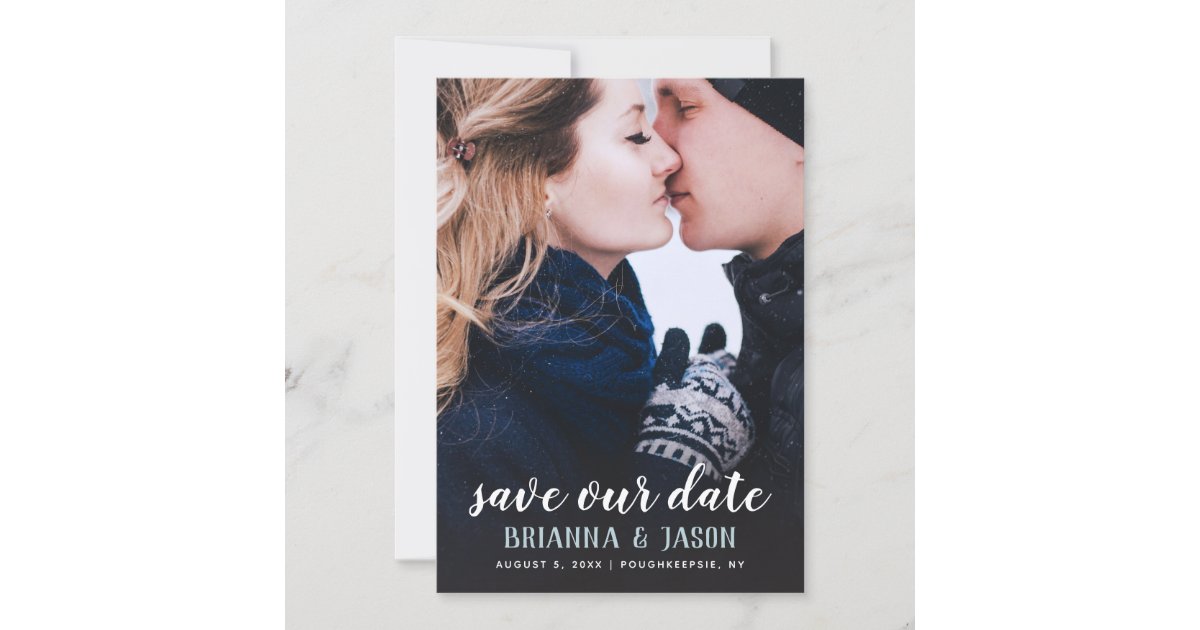 Full Photo Save The Date Blue | Zazzle