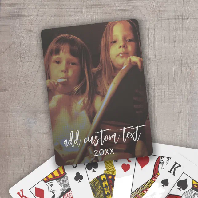 Full Photo - Vertical Custom Text Script Poker Cards | Zazzle