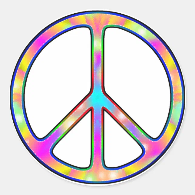 Full Psychedelic Peace Sign Classic Round Sticker | Zazzle